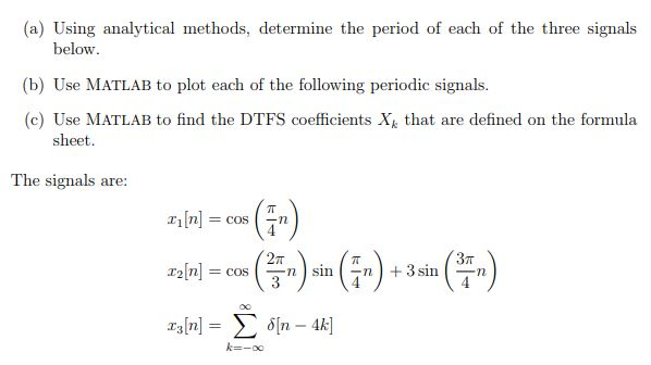 Solved (a) Using analytical methods, determine the period of | Chegg.com
