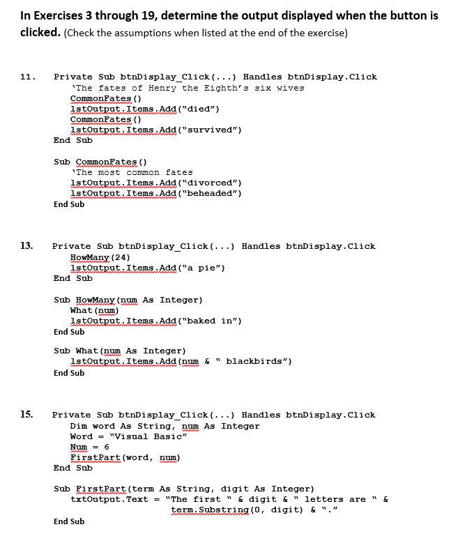 Solved In Exercises 3 through 19, determine the output | Chegg.com