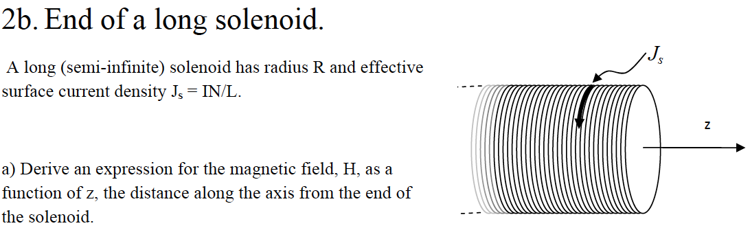 Solved 2b. End of a long solenoid A long (semi-infinite) | Chegg.com