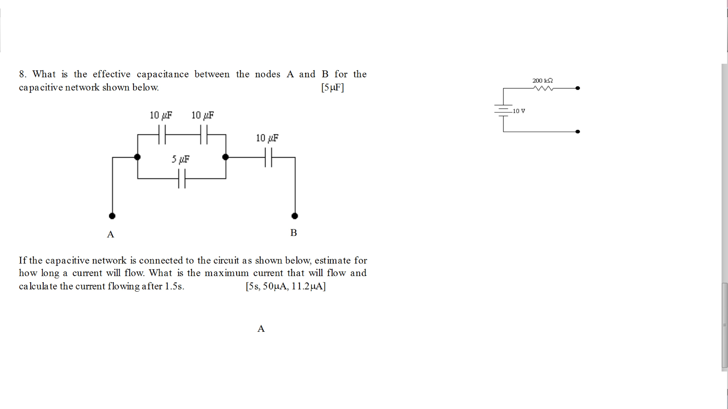 What is the effective capacitance between the nodes A | Chegg.com