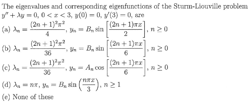 Solved The Eigenvalues And Corresponding Eigenfunctions Of 