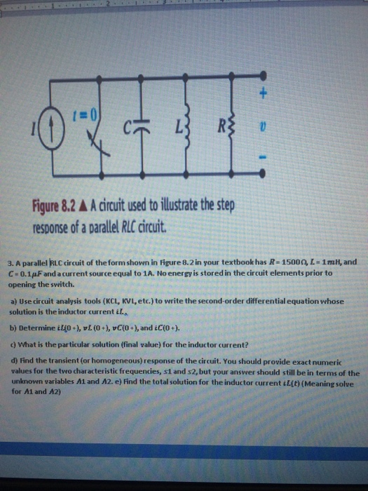 Solved A parallel RLC circuit of the form shown in Figure | Chegg.com