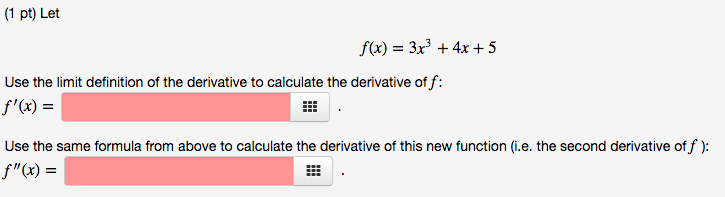 Solved Let f(x) = 3x^3 + 4x + 5 Use the limit definition | Chegg.com