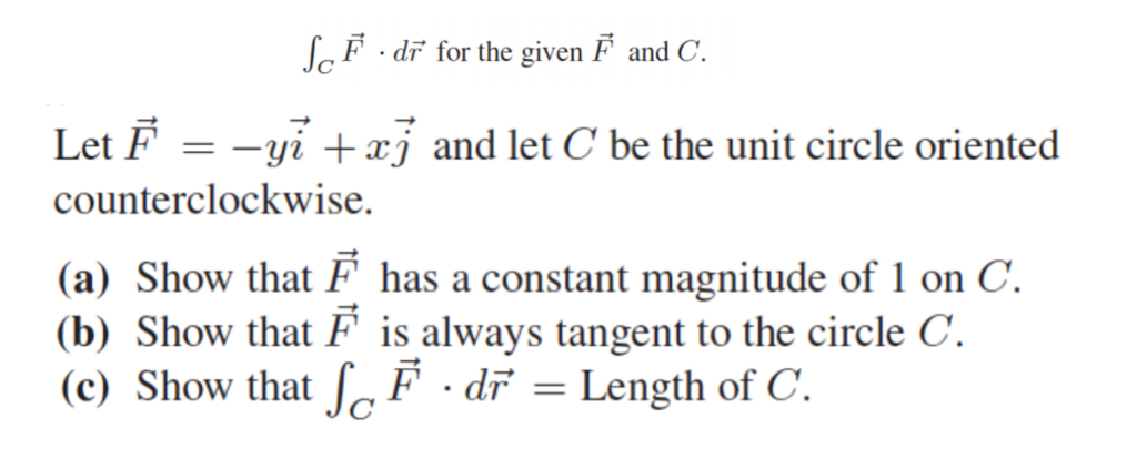 Solved Integral_C F vector middot dr vector for the given F | Chegg.com