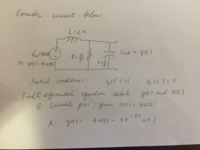 Solved Consider circuit below Initial conditions: i_L(0^-) | Chegg.com