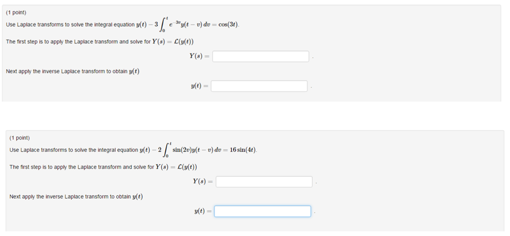 Solved Use Laplace transforms to solve the integral equation | Chegg.com