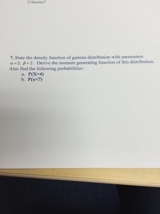 Solved State the density function of gamma distribution with | Chegg.com