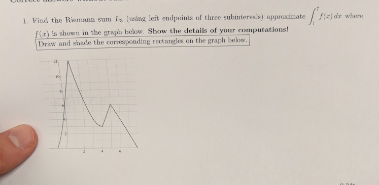 Solved 1. Find the Riemann sum La (using left endpoints of | Chegg.com
