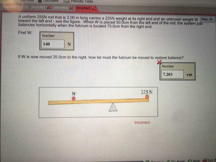 Solved A uniform 255N rod that is 2.00 m long carries a 225N | Chegg.com