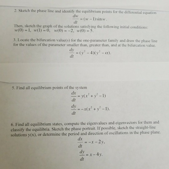 Solved 2. Sketch the phase line and identify the equilibrium | Chegg.com