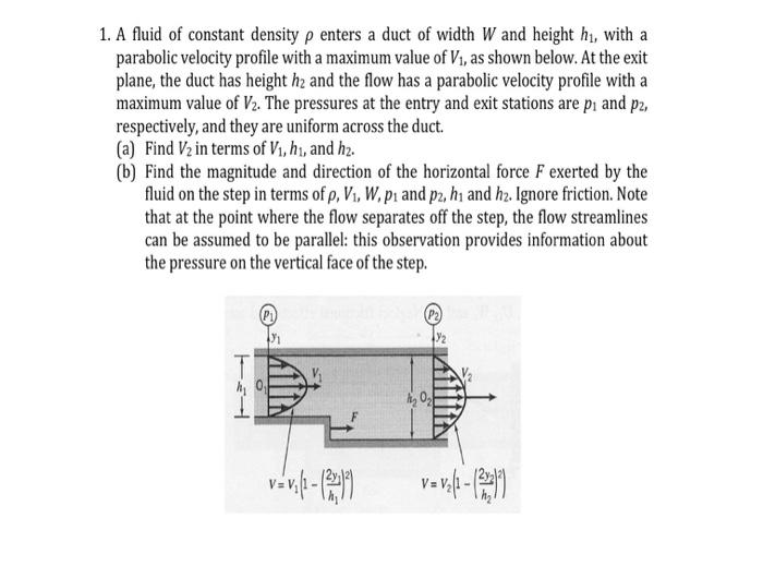 Solved A fluid of constant density rho enters a duct of | Chegg.com