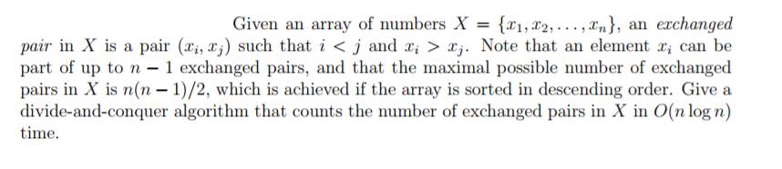 Solved Given an array of numbers X = {x1,x2, pair in X is a | Chegg.com