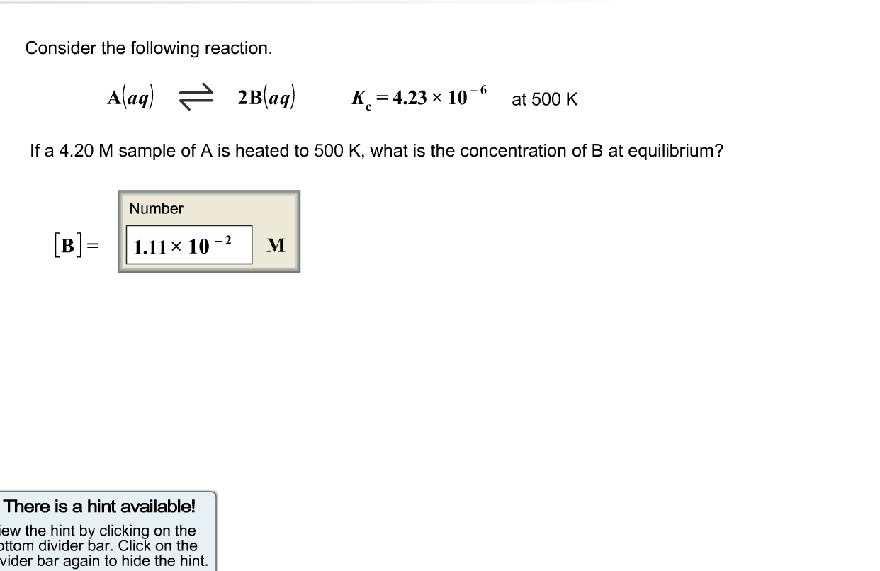 Solved Consider The Following Reaction A Aq 2b Aq K C