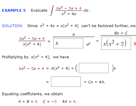Solved EXAMPLE 5 Evaluatedx x34X SOLUTION Since x3 + 4x = | Chegg.com