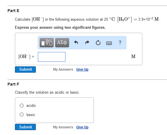 Solved Part A Calculate DOH n the following aqueous solution | Chegg.com