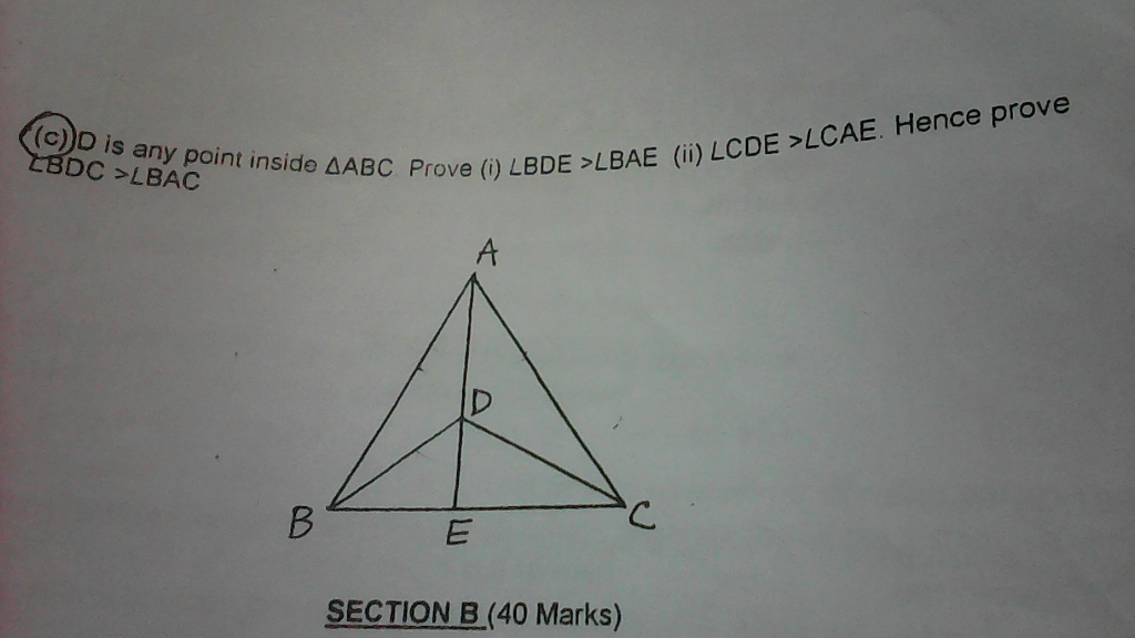 Solved ((c) D is any point inside AABC Prove CBDC >LBAC - | Chegg.com