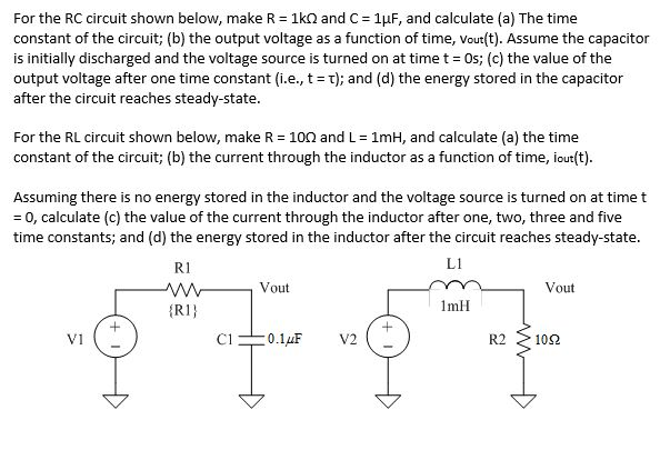 Solved For the RC circuit shown below, make R = 1k ohm and C | Chegg.com