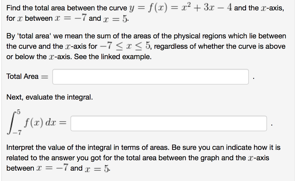 Solved Find the total area between the curve y -f()3-4 and | Chegg.com