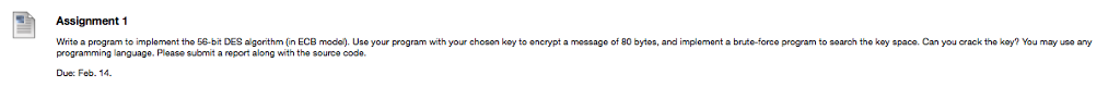 Solved Assignment 1 Write a program to implement the 56-bit | Chegg.com
