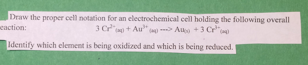 Solved Draw The Proper Cell Notation For An Electrochemical