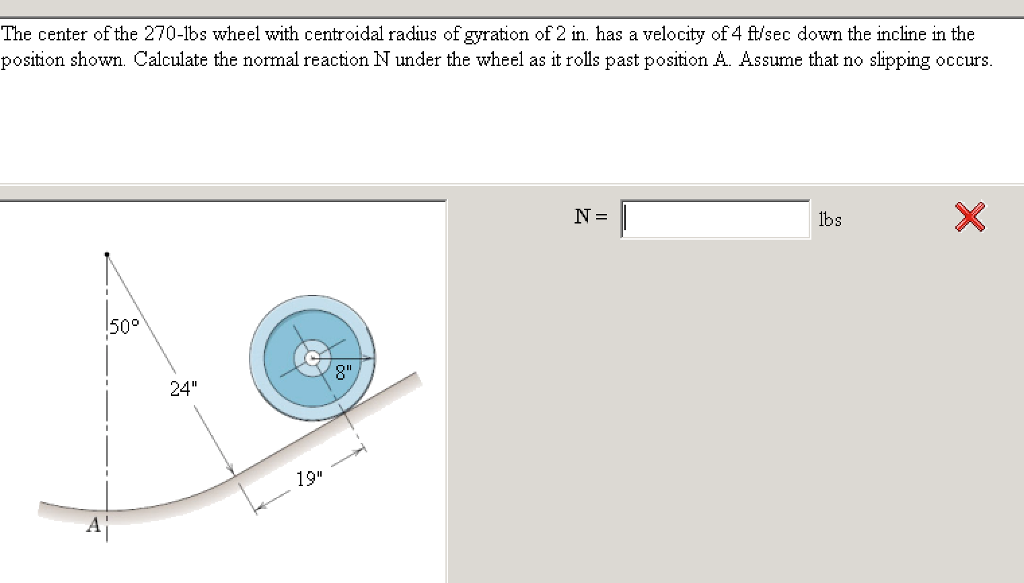 Solved The center of the 270-lbs wheel with centroidal | Chegg.com
