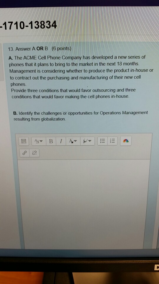 Solved 1710-13834 13. Answer A OR B (6 points) A. The ACME | Chegg.com