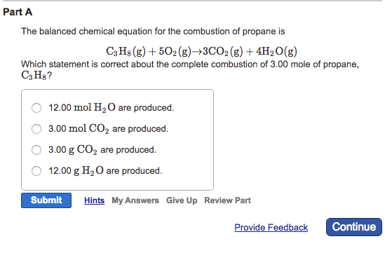 Solved The balanced chemical equation for the combustion of | Chegg.com