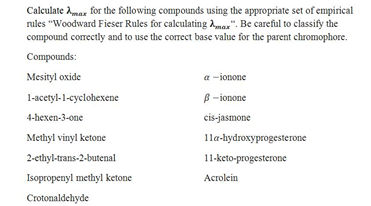 Calculate lambda_max for the following compounds | Chegg.com