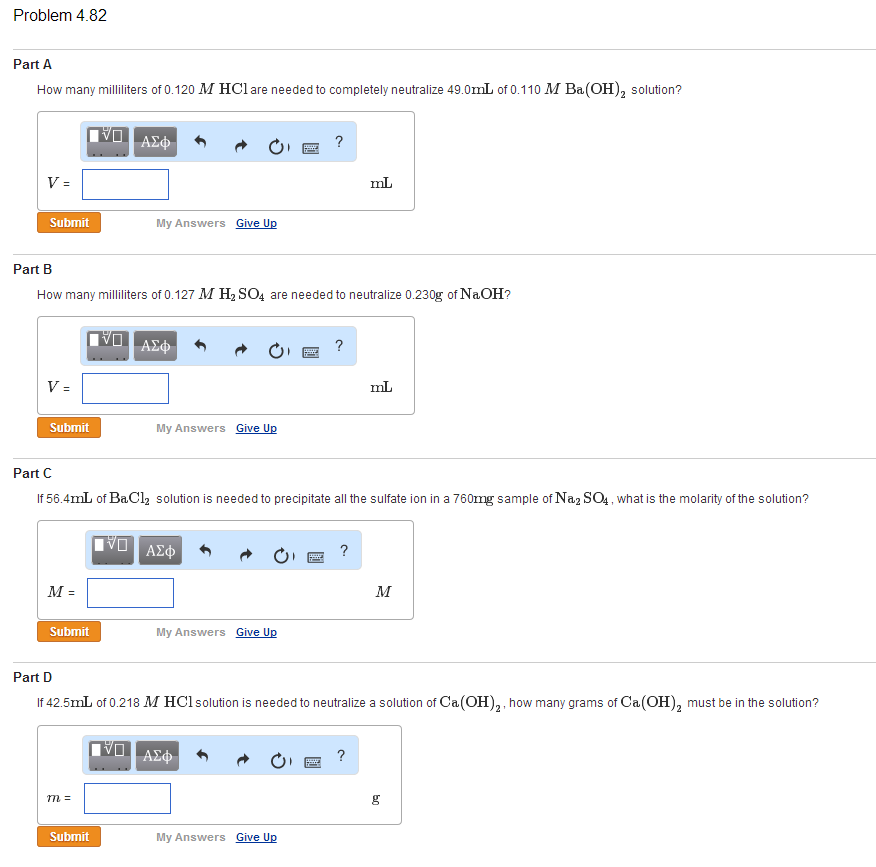 Solved Part A How many milliliters of 0.120 M HCl are needed | Chegg.com