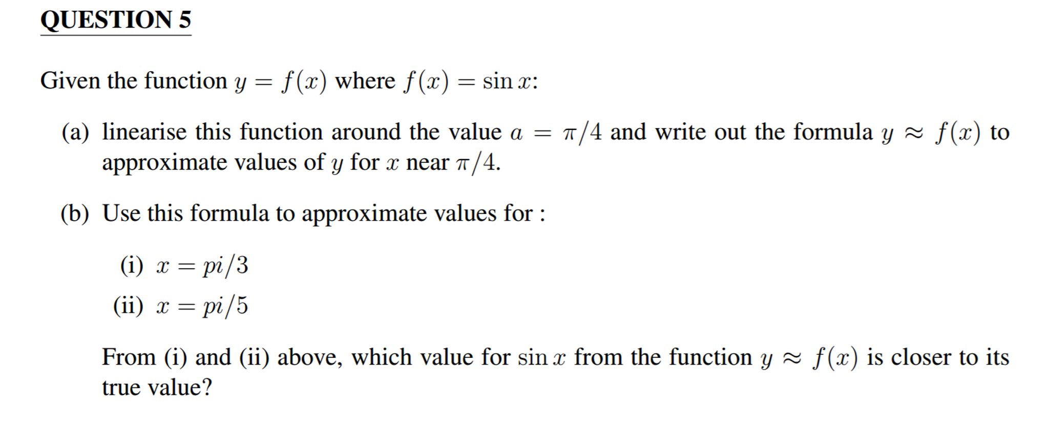 Solved Given the function y = f(x) where f(x) = sin x: | Chegg.com