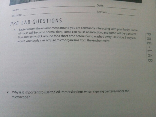 Solved Date: Name: Section: Instructorr PRE-LAB QUESTIONS | Chegg.com