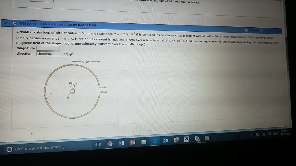 Solved A small circular loop of wire of radius 5.0 cm and | Chegg.com