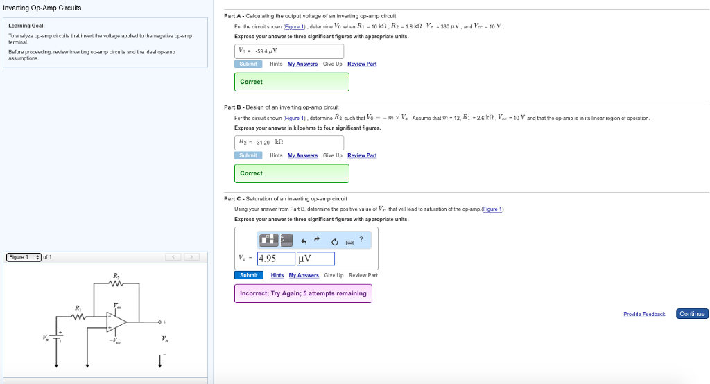 Solved Part C - Saturation of an inverting op-amp circuit | Chegg.com