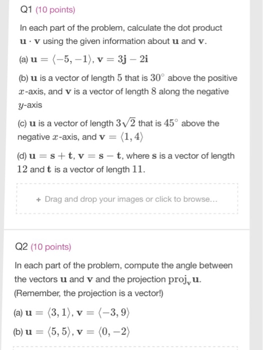 Solved In each part of the problem, calculate the dot | Chegg.com
