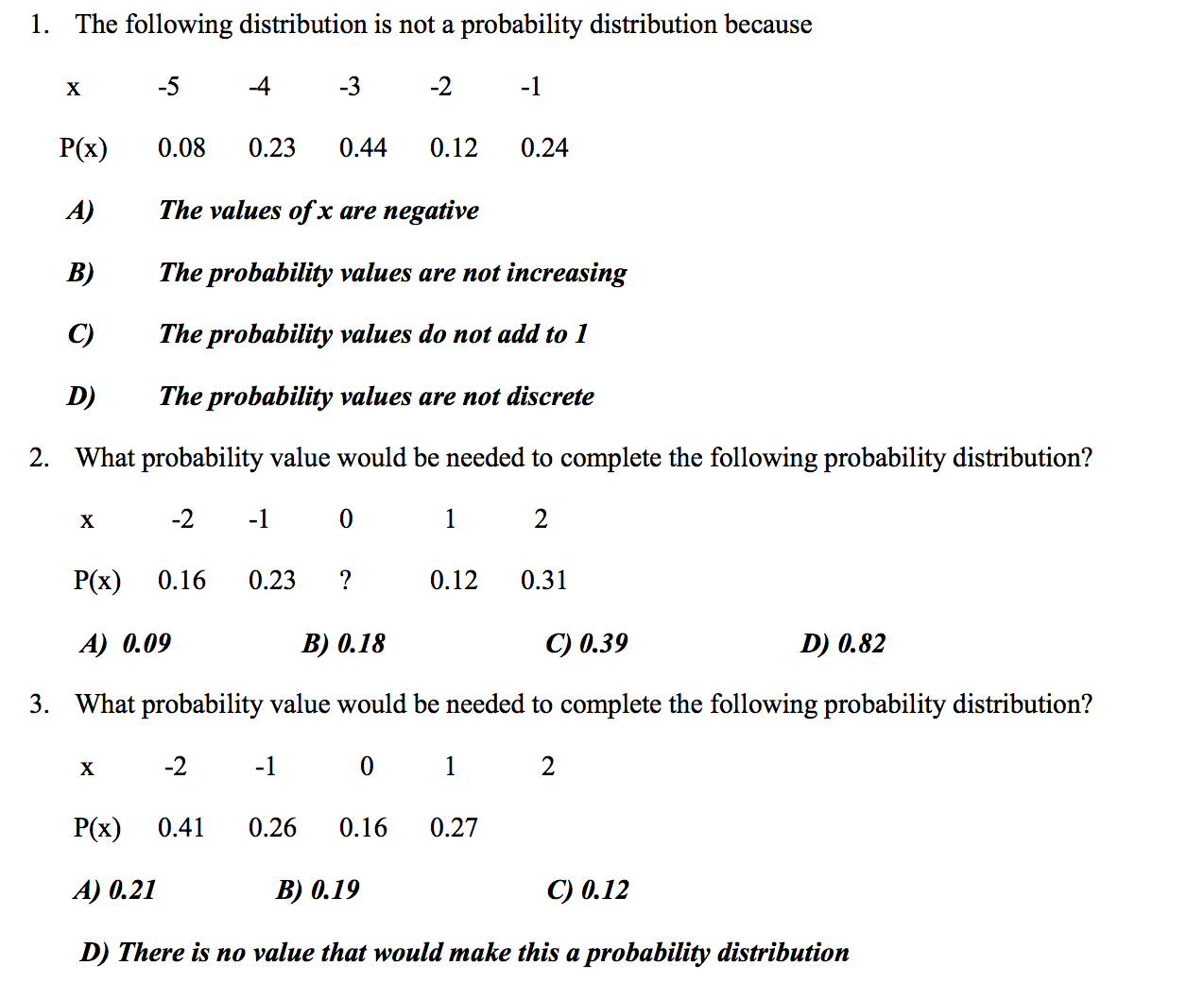 Solved The following distribution is not a probability | Chegg.com
