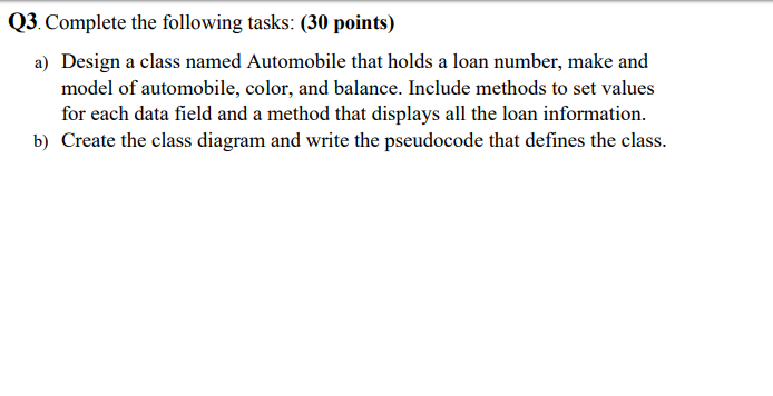 Solved 3. Complete the following tasks: (30 points) a) | Chegg.com