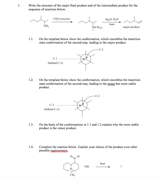 Solved 1.Write the structure of the major final product and | Chegg.com