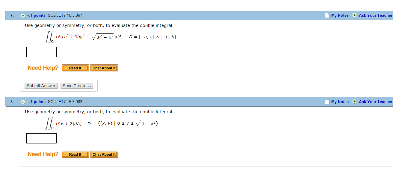 Use geometry or symmetry, or both, to evaluate the | Chegg.com Use geometry or symmetry, or both, to evaluate the | Chegg.com