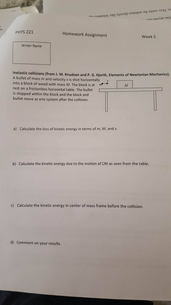 Solved Inelastic collisions (from J. M. Knudsen and P. G. | Chegg.com