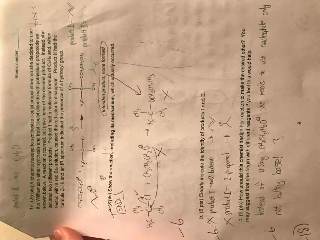 Solved A chemist needed to synthesize t-butyl propyl ether, | Chegg.com