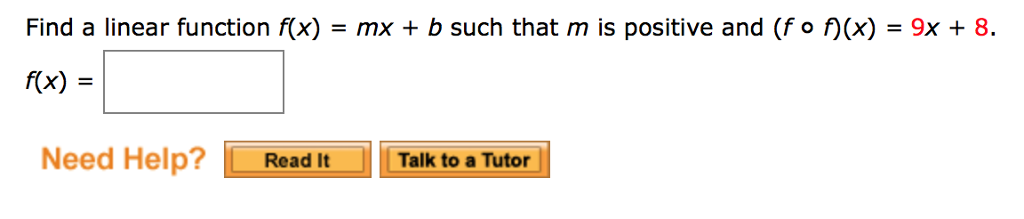 Solved Find a linear function f(x) = mx + b such that m is | Chegg.com