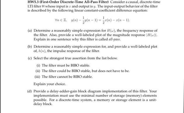 Solved (First -Order Discrete -Time All -Pass | Chegg.com