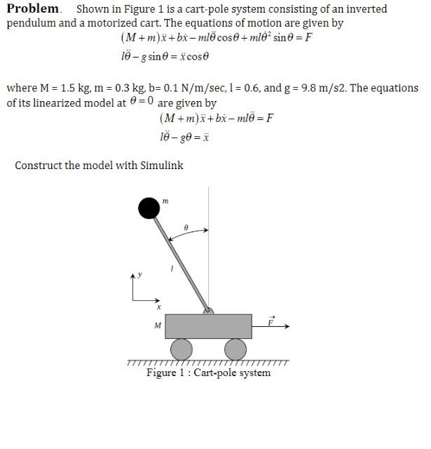 Solved Problem Shown in Figure 1 is a cart-pole system | Chegg.com