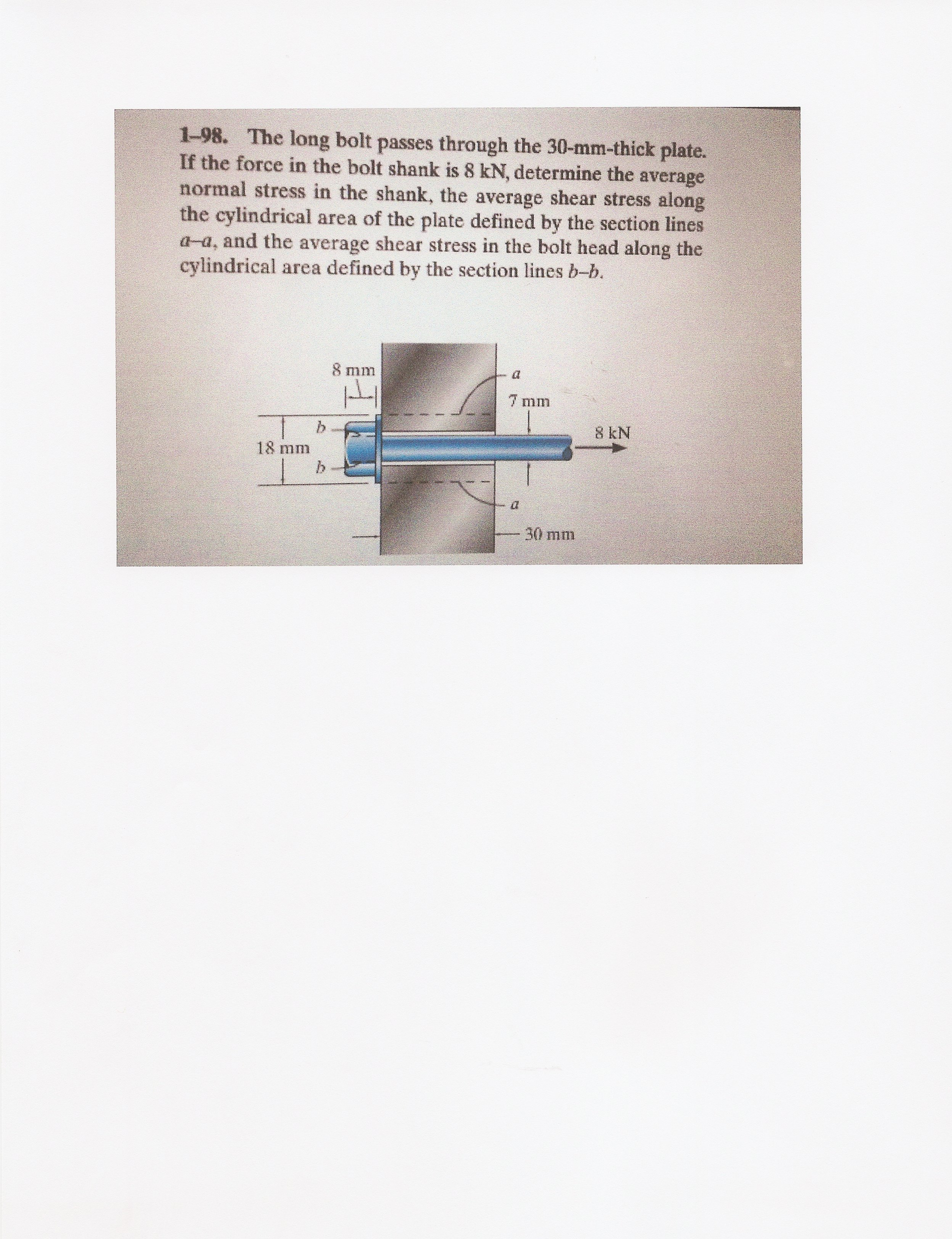 Solved the long bolt passes through the 30 mm thick plate if | Chegg.com