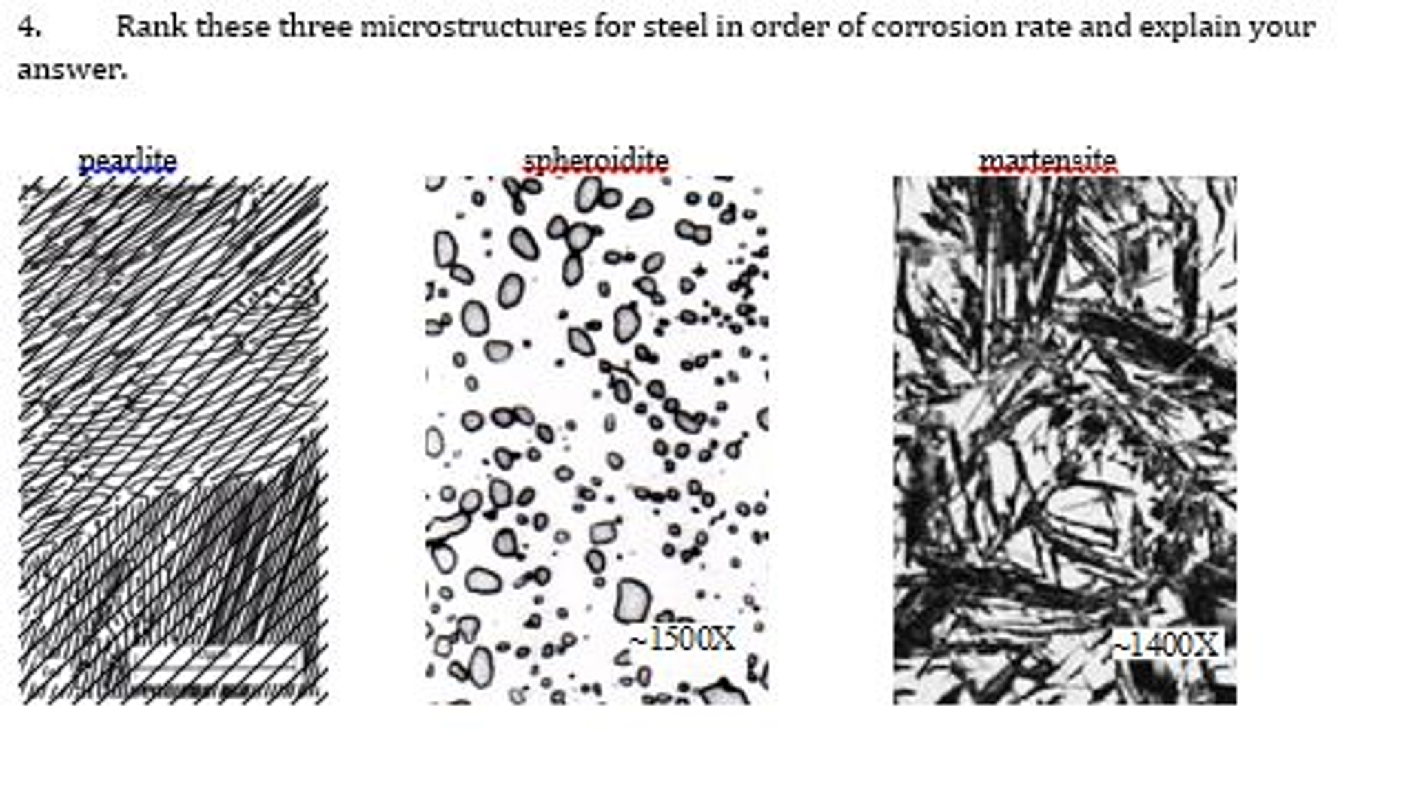 Rank these three microstructures for steel in order | Chegg.com