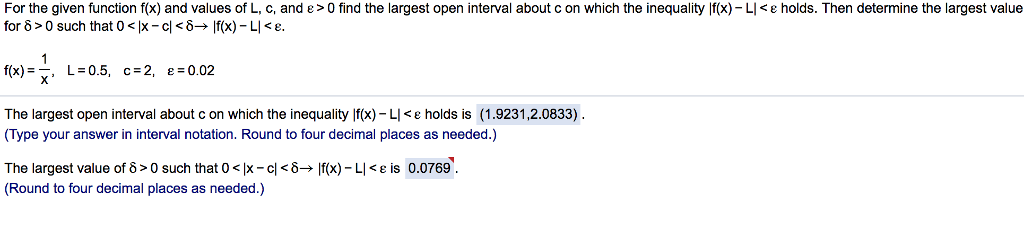Solved For the given function f(x) and values of L, c, and | Chegg.com