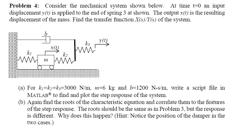 Problem 4: Consider the mechanical system shown | Chegg.com