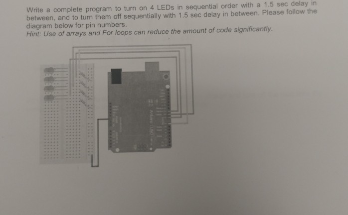 Write a complete program to turn on 4 LEDs in | Chegg.com