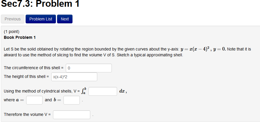 Solved Sec7.3: Problem 1 PreviousProb Problem List Next 1 | Chegg.com