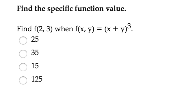 Solved Find the specific function value. Find f(2, 3) when | Chegg.com